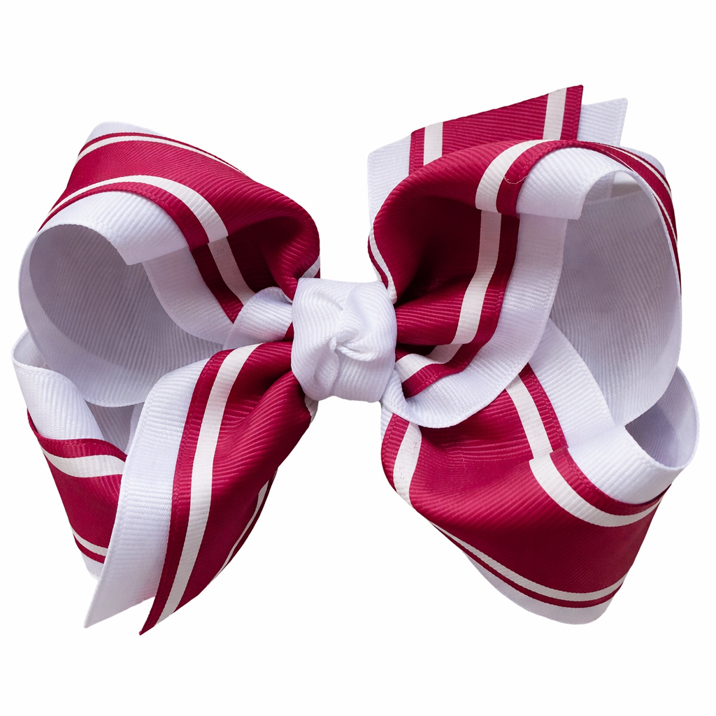 Game Day Layered Grosgrain in Cranberry and White – Shop Bonnie Bee